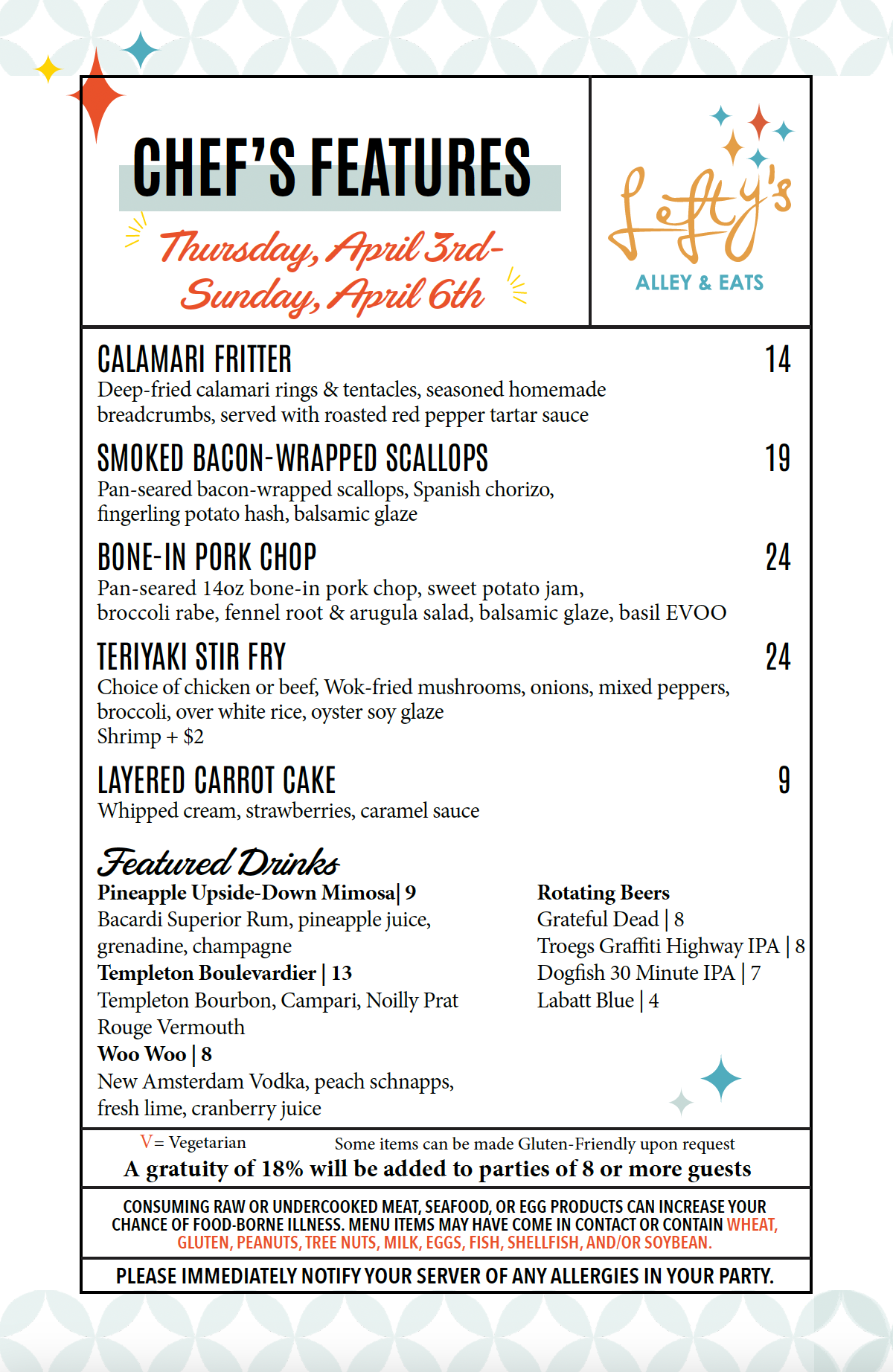 Menu - Lefty's Alley & Eats