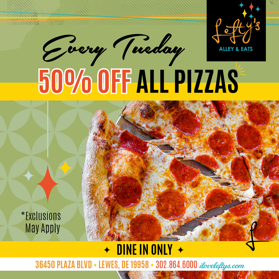 1/2 off Pizza - Lefty's Alley & Eats